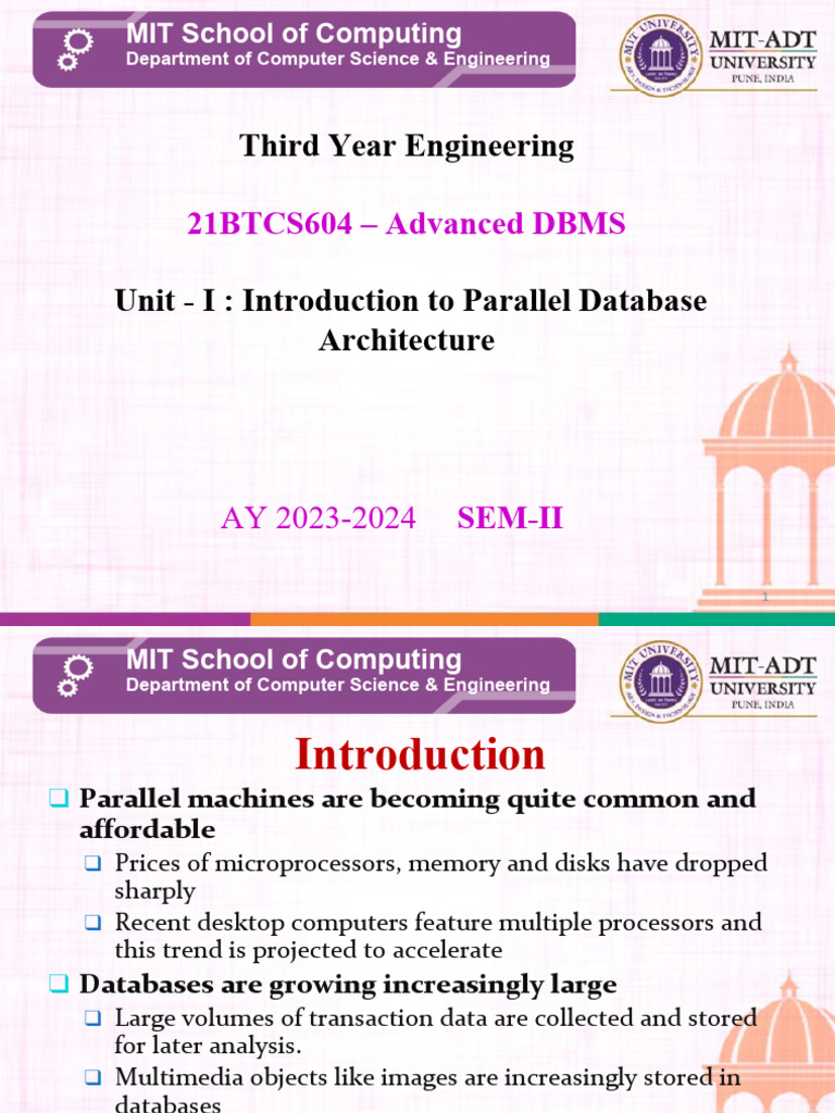 Third Year Engineering: 21BTCS604 - Advanced DBMS | PDF | Databases ...