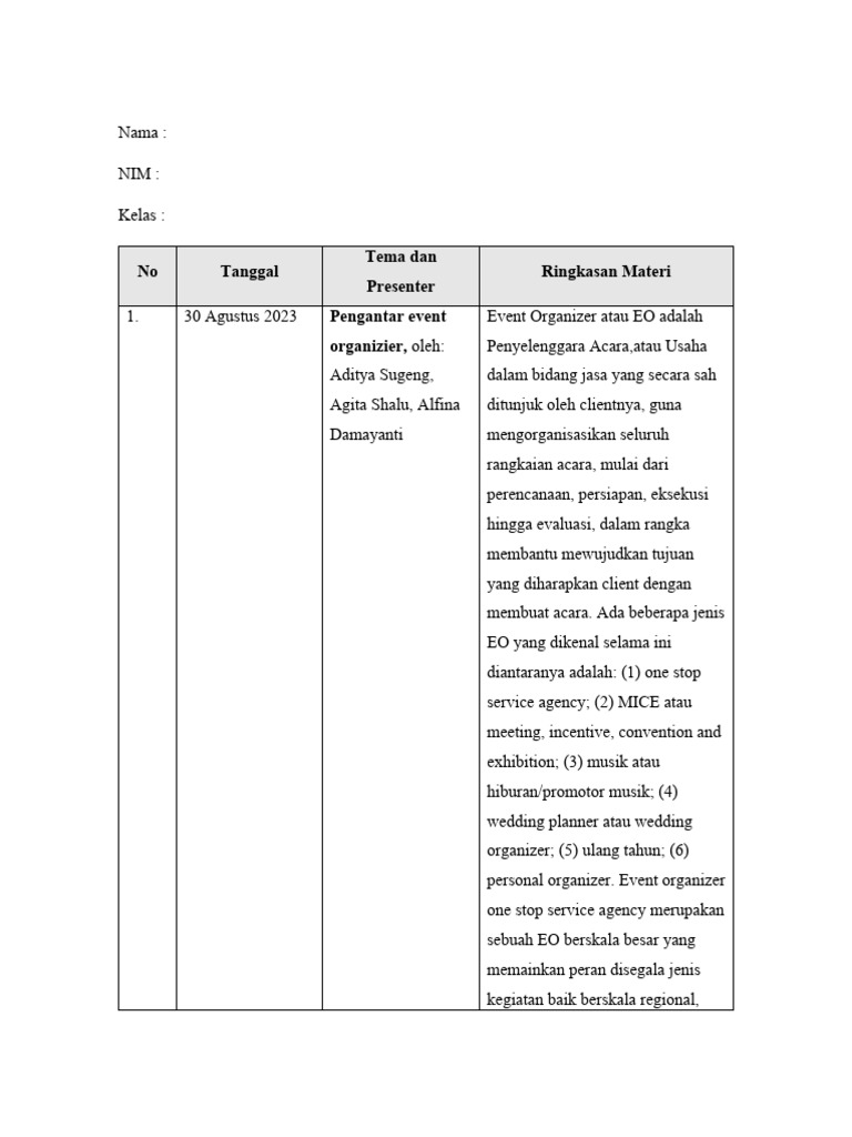Logbook Penyelenggaraan Event | PDF | Karier & Perkembangan