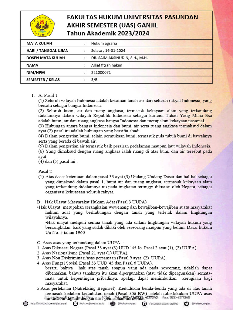 Lembar Jawaban UAS | PDF