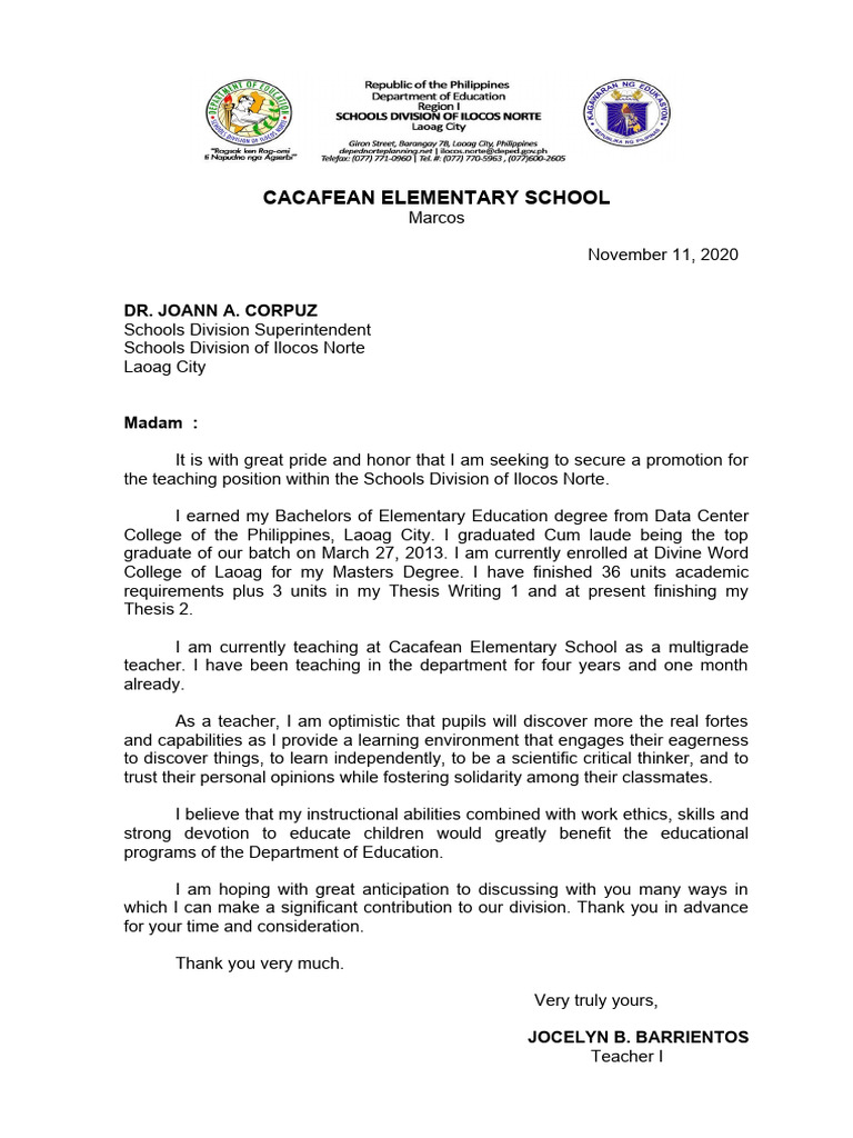 Application For Promotion | PDF