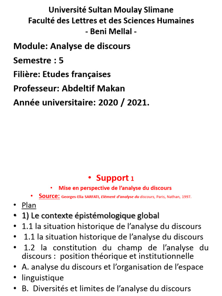 Analyse de Discours S5 | PDF | Discours (linguistique) | Linguistique