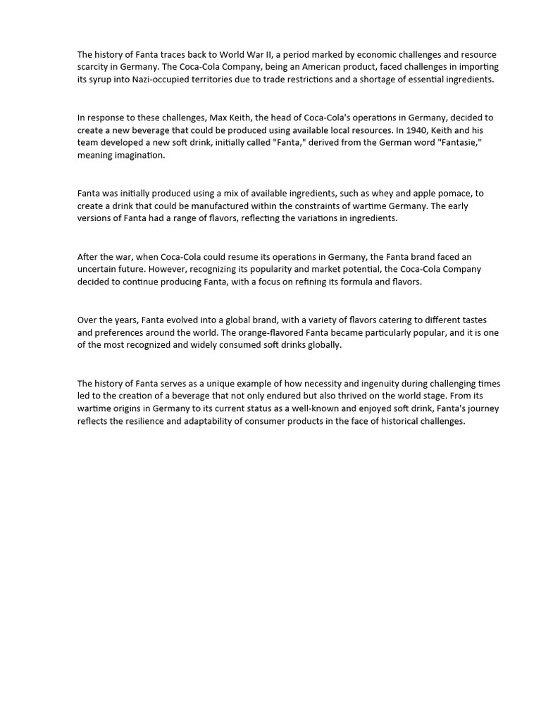 History of Fanta | PDF