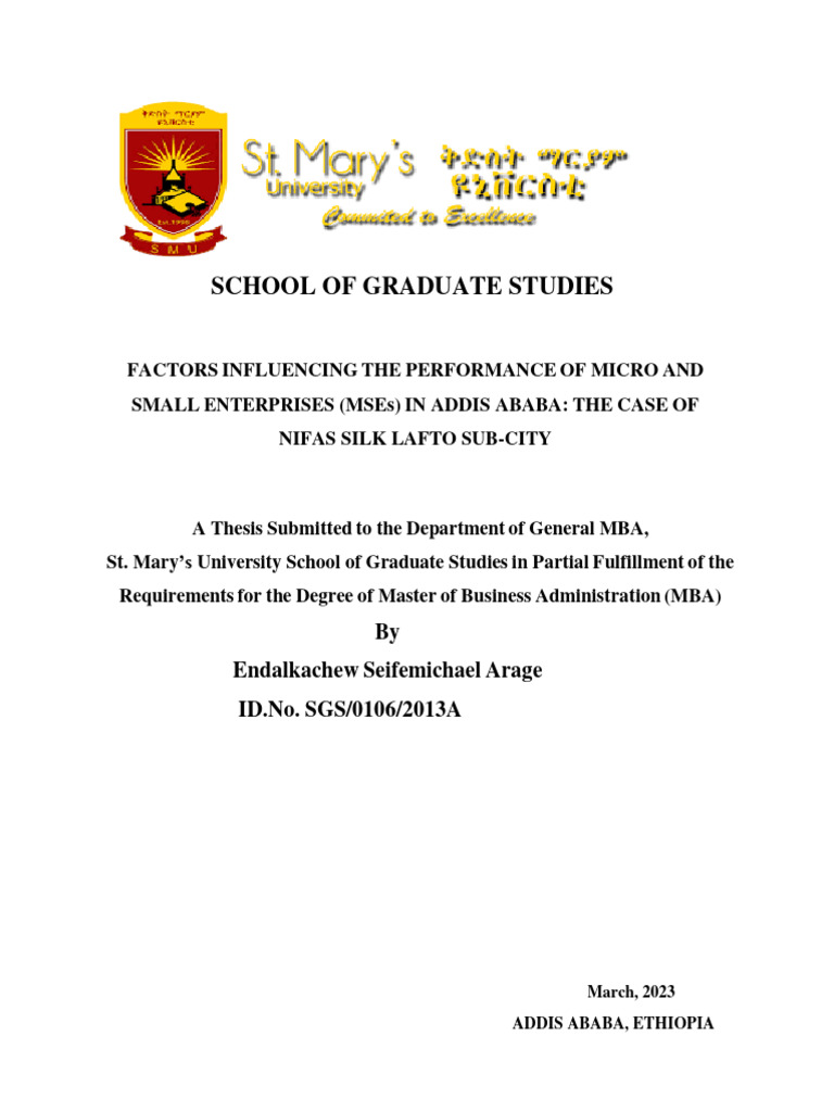 Factor Affecting The Performance of MSE .Final Thesis Endalkachew S ...