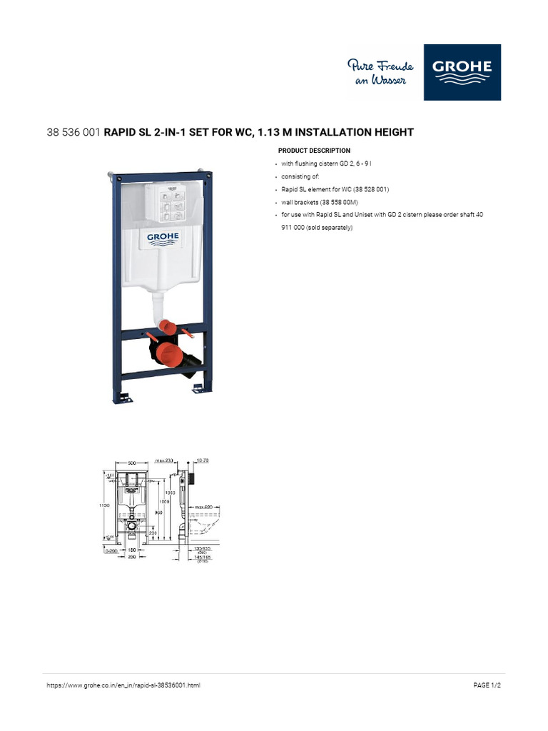 GROHE Specification Sheet 38536001 | Download Free PDF | Manufactured ...
