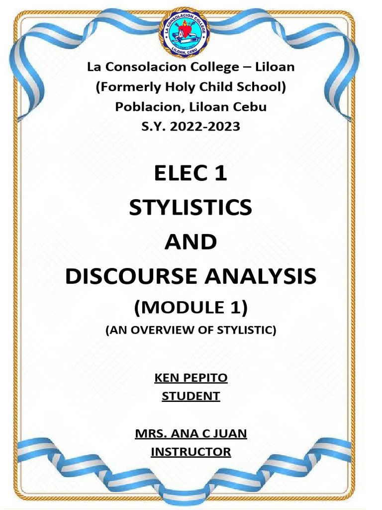 Elec 1 Stylistics And Discourse Analysis Module 2 Pdf