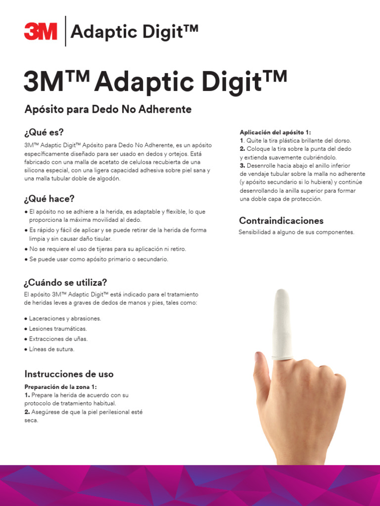 Ficha Técnica 3M Adaptic Digit Apósito para Dedo No Adherente | PDF ...