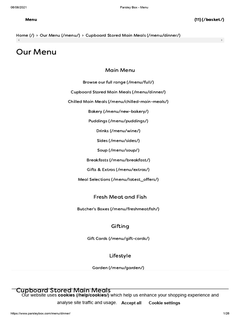 Parsley Box - Menu | PDF | Meal | Cuisine