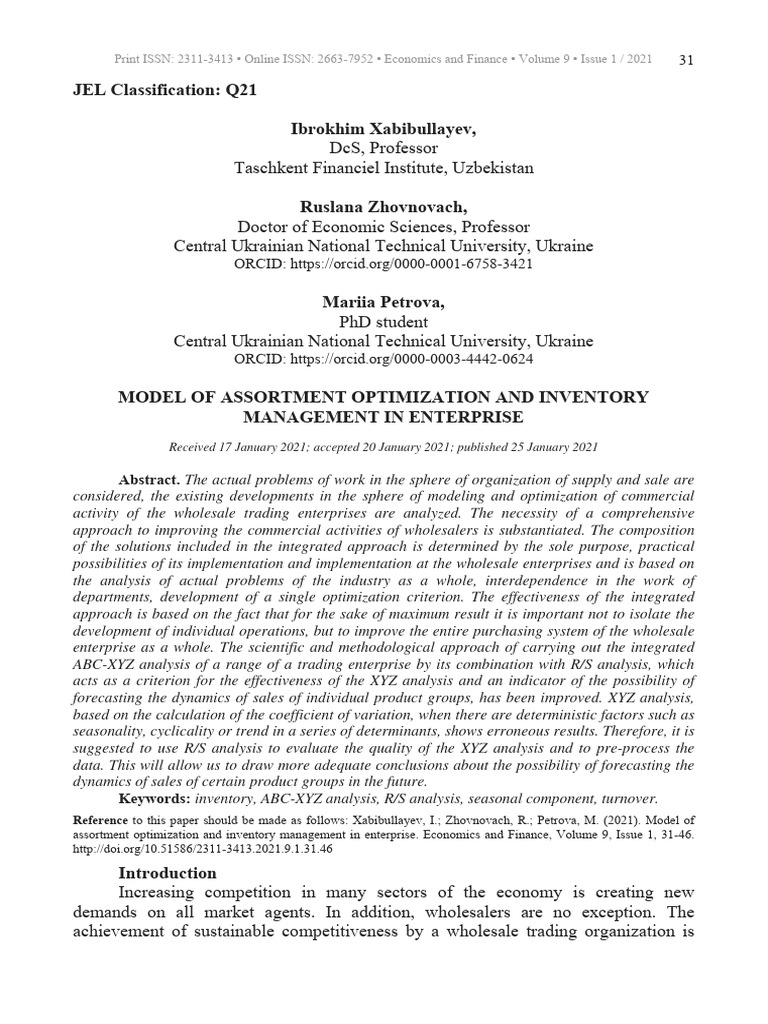 Model Of Assortment Optimization And Inv Pdf 