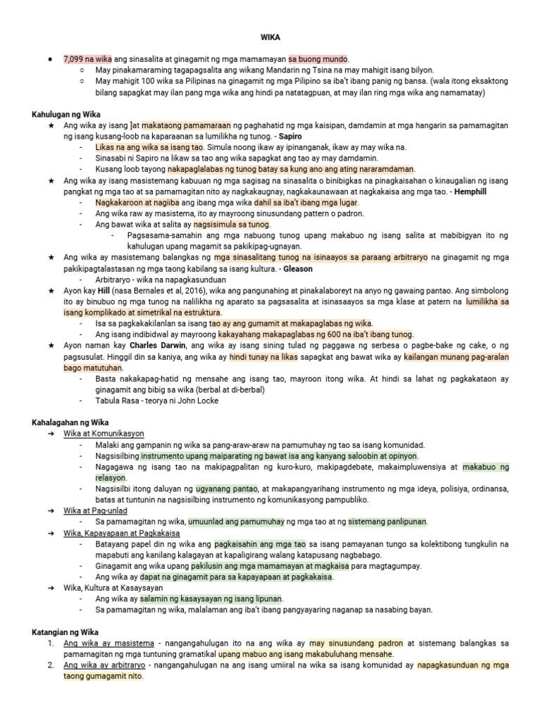 Filipino Notes | PDF