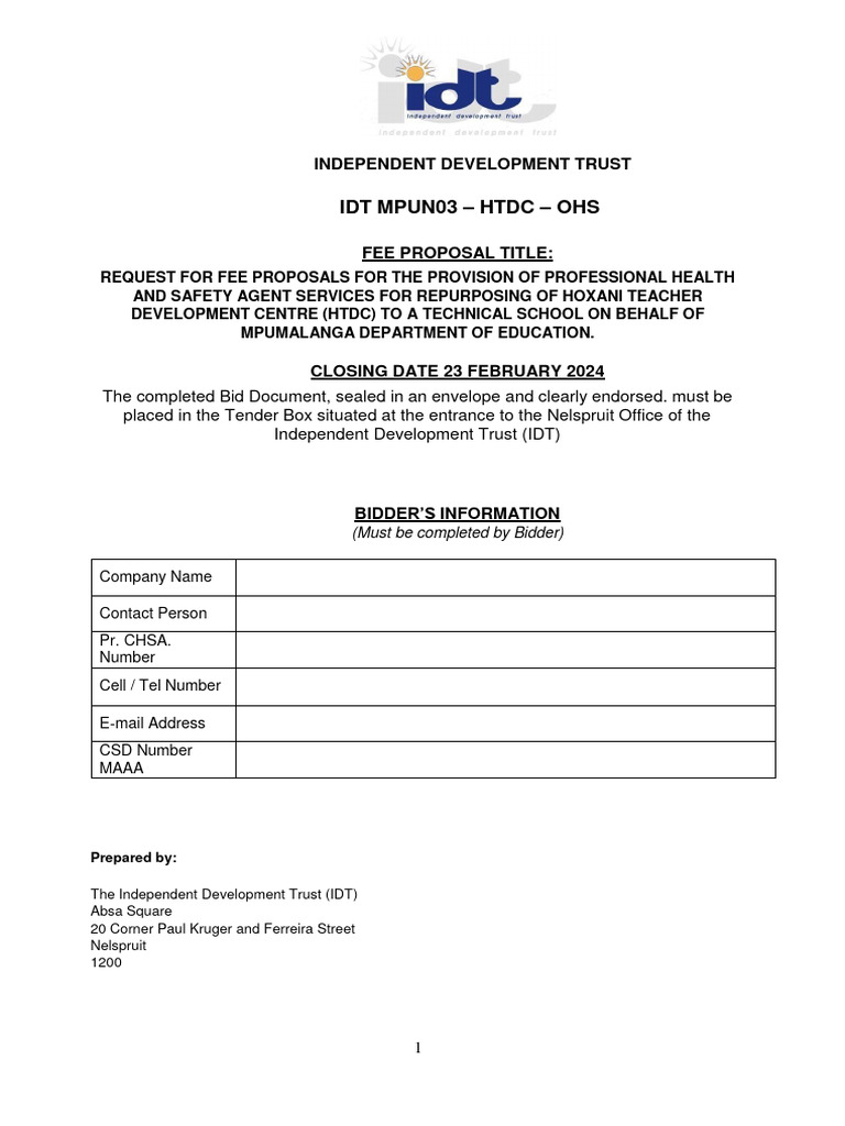 TOR For OHS-HOXANI EDI | PDF | Occupational Safety And Health | Consultant