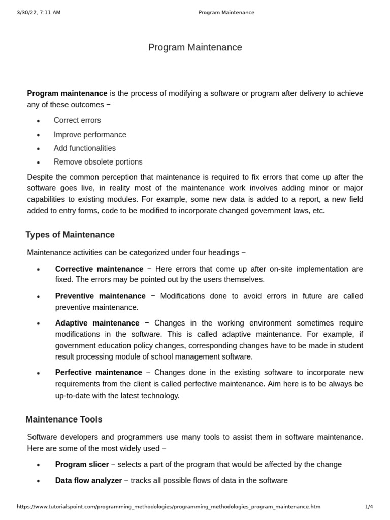 Program Maintenance | PDF | Computer Program | Programming