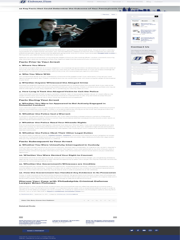 12 Facts That Might Just Determine The Outcome of Your Criminal Case | PDF