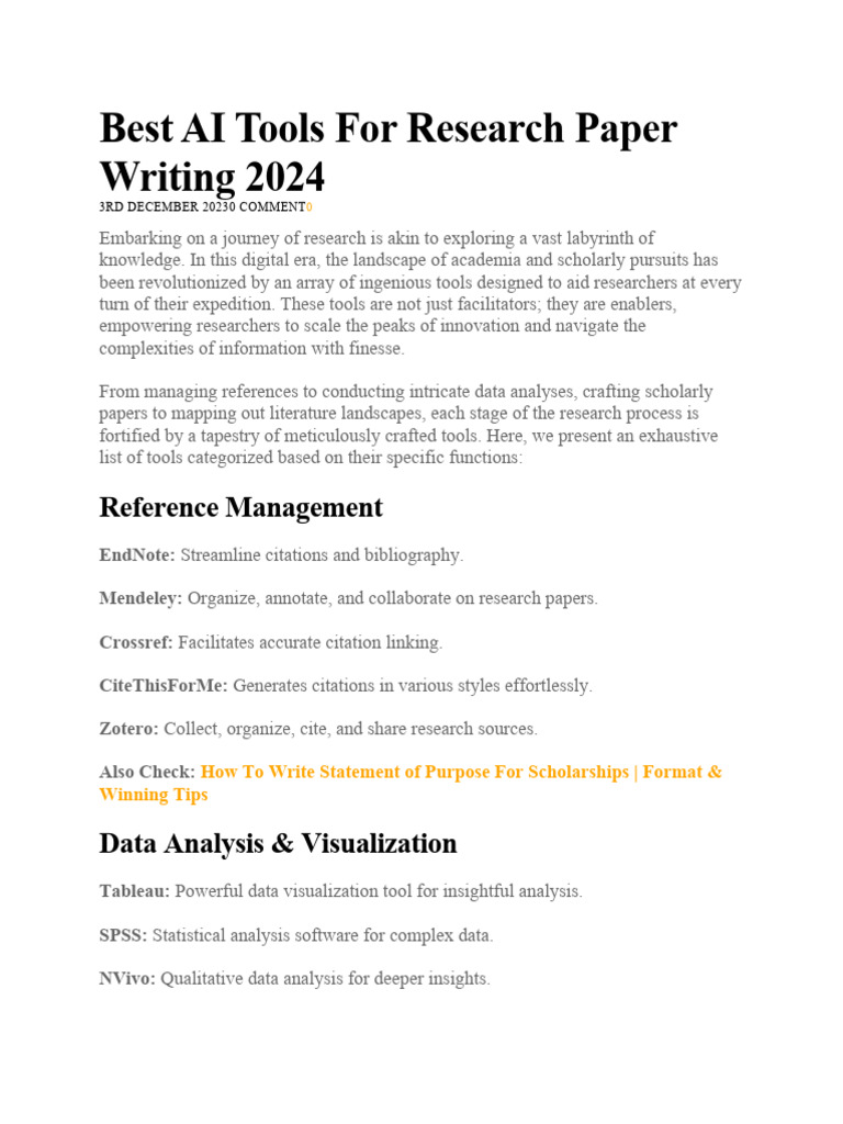 Top AI Tools for Research Paper Writing | PDF | Academic Publishing | Data