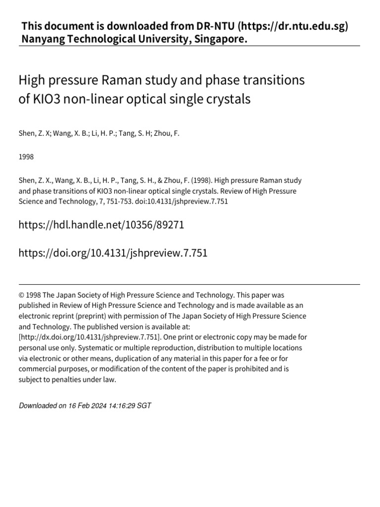 High Pressure Raman Study and Phase Transitions of KIO3 Non-Linear ...