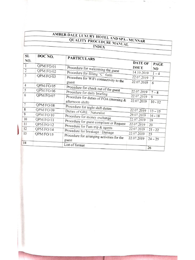 Front Office Sop | PDF