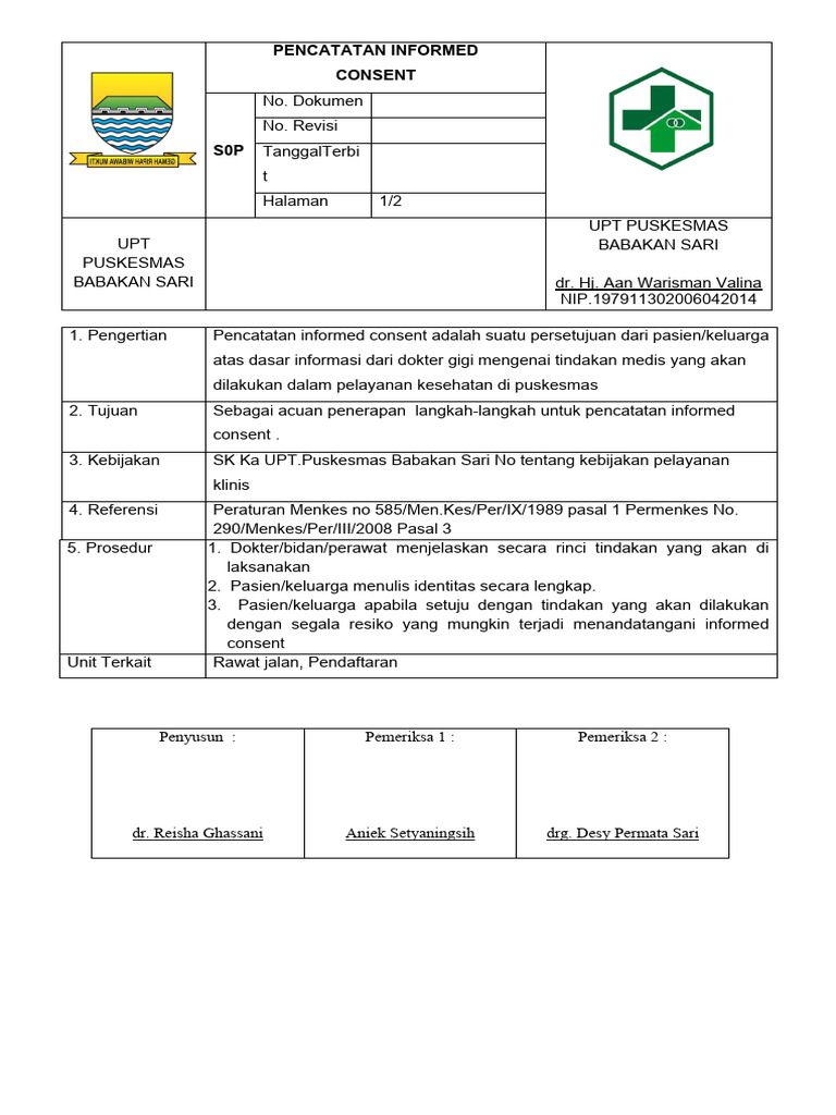 Pencatatan Informed Consent Puskesmas | PDF