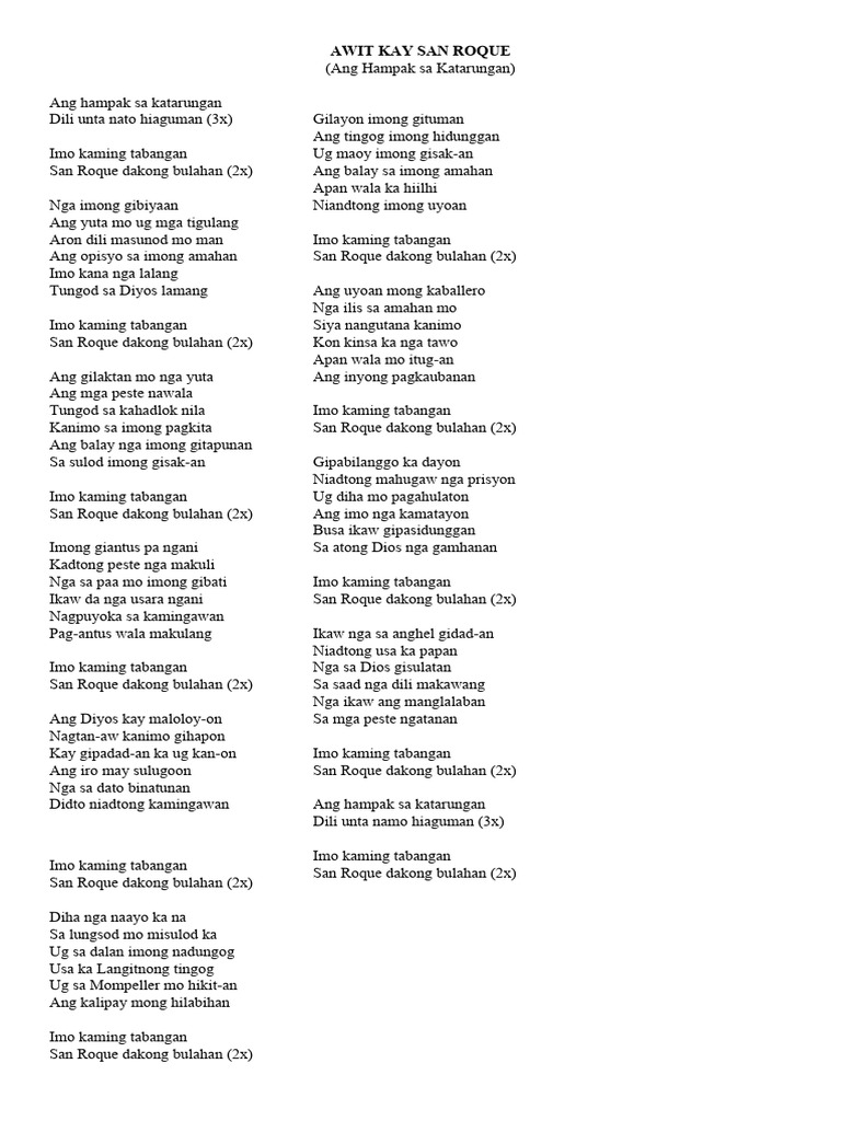 Mga Awit Kay San Roque | PDF