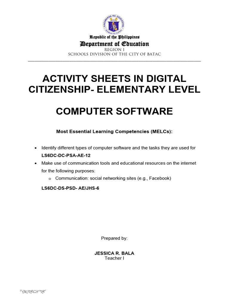 OZC-ALS-Digital Citizenship-ELEM-Computer Software-JBala | PDF ...