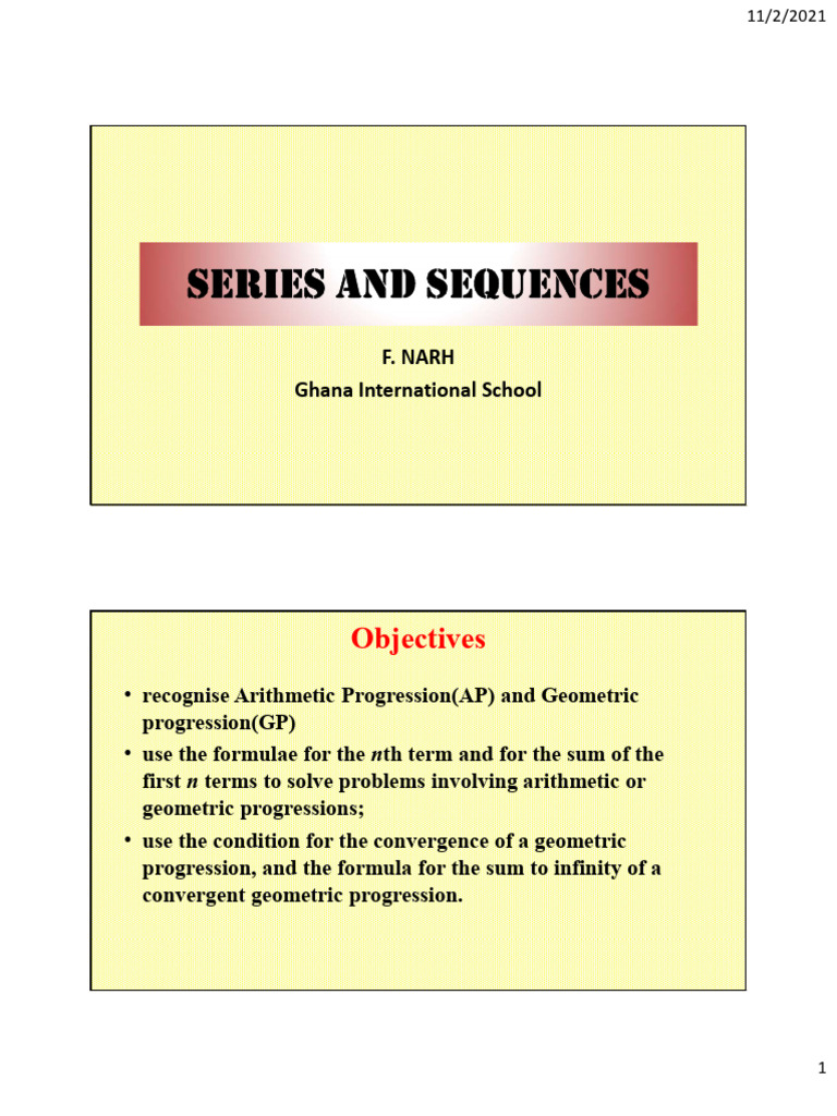 Slides Series and Sequence | Download Free PDF | Sequence | Numbers