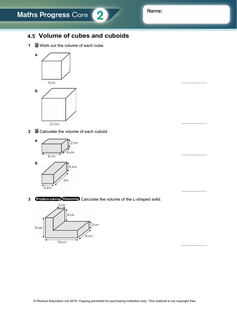 4.5 Volume of Cube and Cuboids | PDF | Volume | Metrology