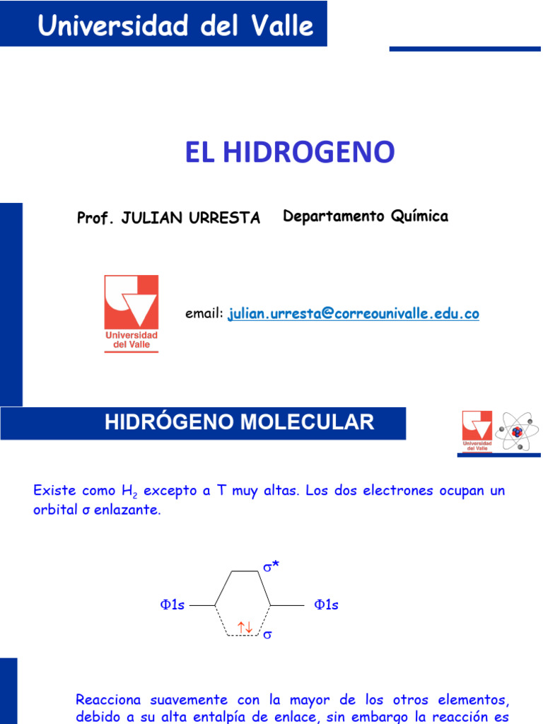 HIDROGENO | Descargar gratis PDF | Compuestos químicos | Enlace covalente
