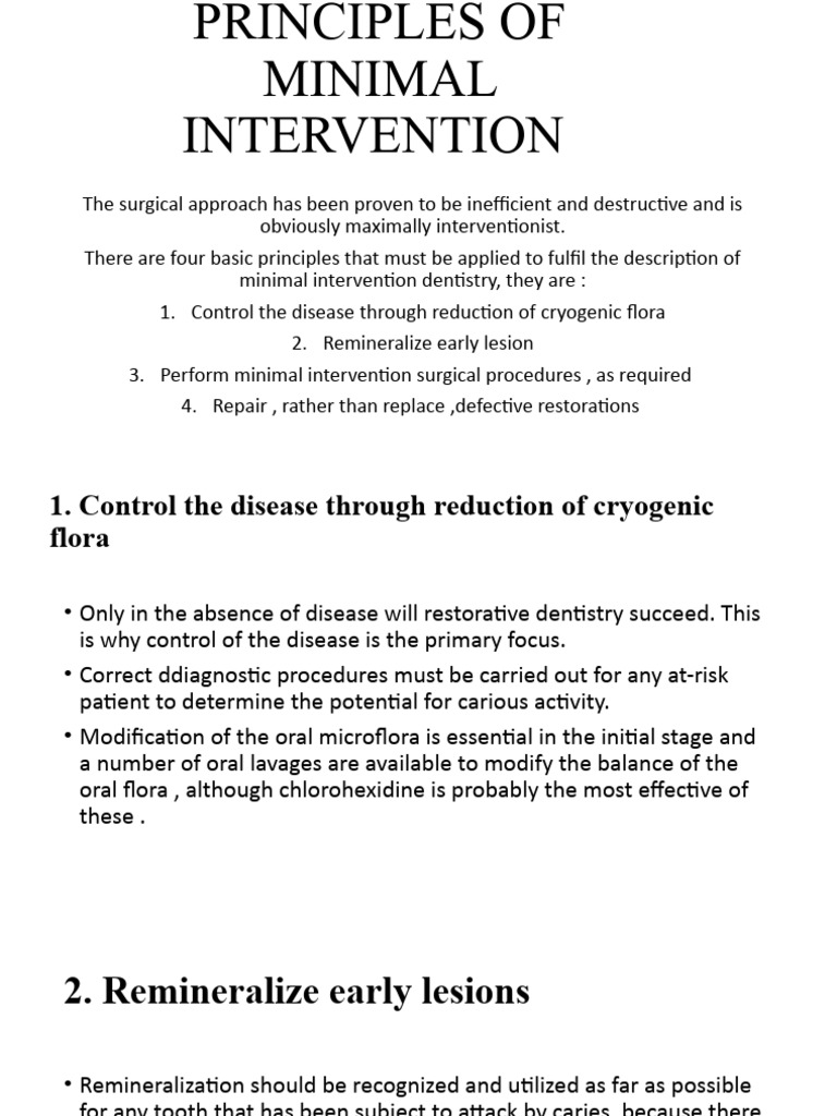 PRINCIPLES OF MINIMAL INTERVENTION Pedo | PDF | Dental Anatomy ...