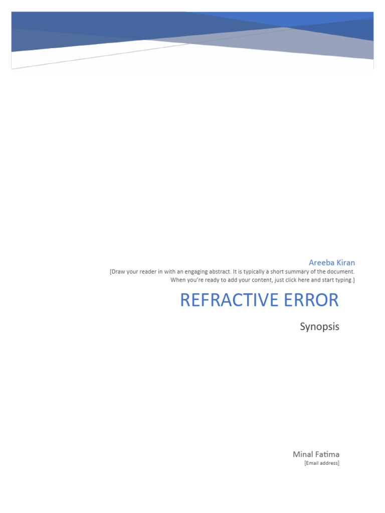 Synopsis On Refractive Error (Sculpture Major) | PDF | Narrative ...