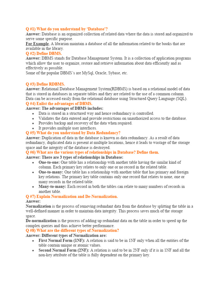 Important Questions | PDF | Relational Database | Databases