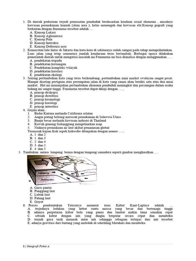Geografi - 12 Iis - Soal A | PDF