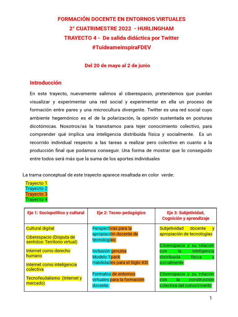 Hoja de Ruta - TRAYECTO 4 - de Salida Didáctica Por Twitter - 2C 2022 ...