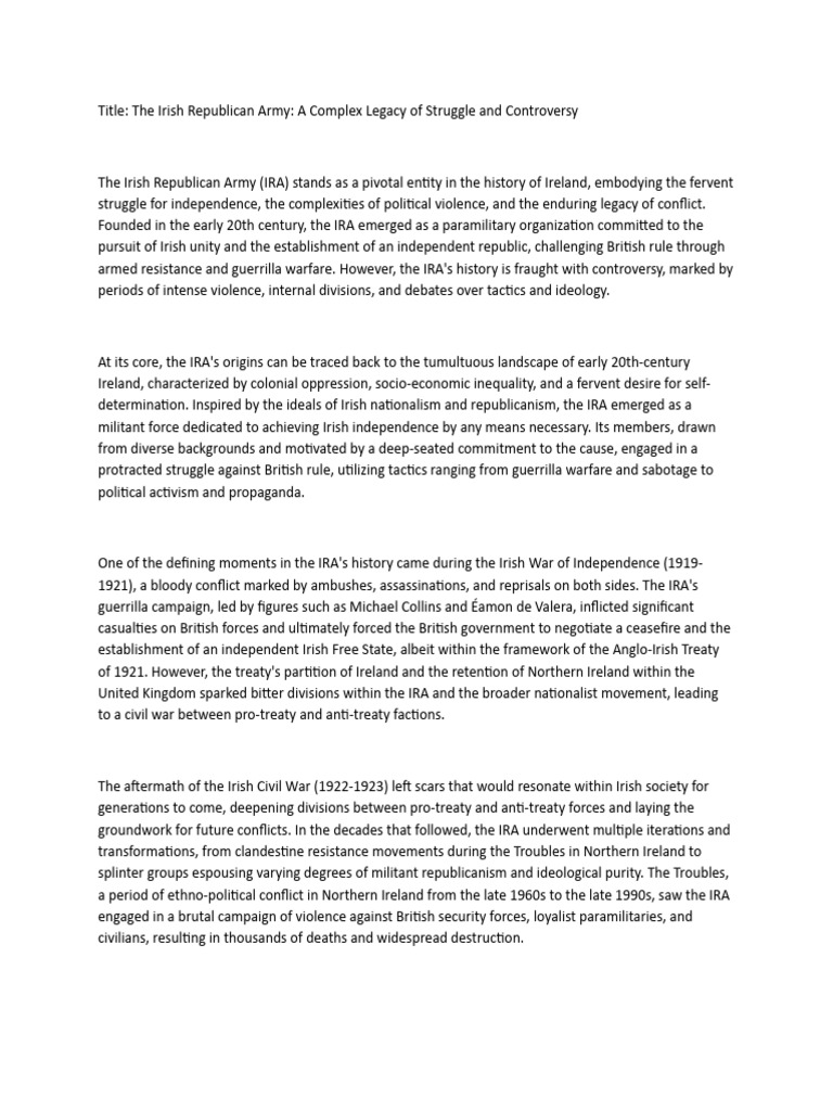 Essay 2 | PDF | Irish Republicanism | The Troubles