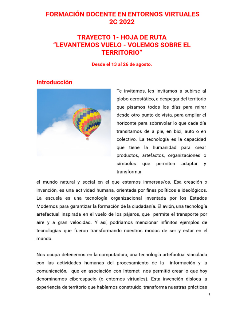 Hoja de Ruta Trayecto 1 - 2c 2022 - Hurlingham | PDF