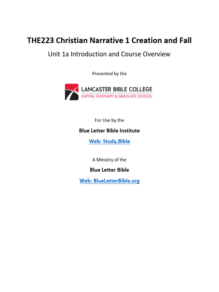 Unit 1 Lesson 1 Introduction and Course Overview | PDF | Bible | Theology
