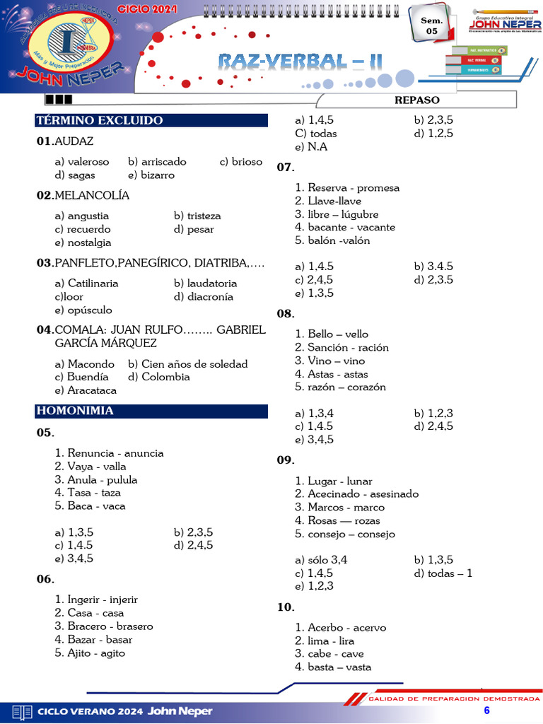 5s RAZ VERBAL II | PDF