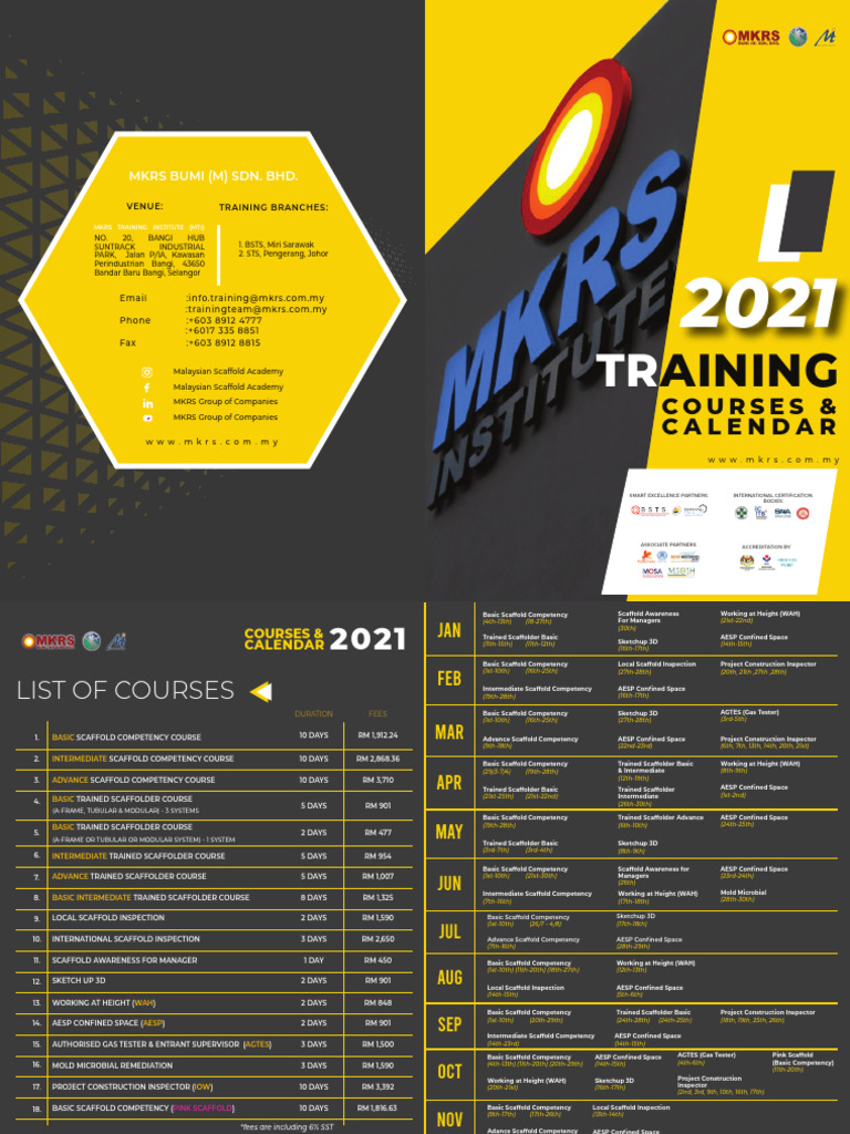MKRS Training Calendar 2021 | PDF