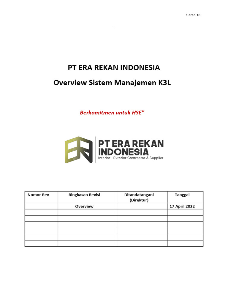 Overview HSE PT Era Rekan Indonesia | PDF