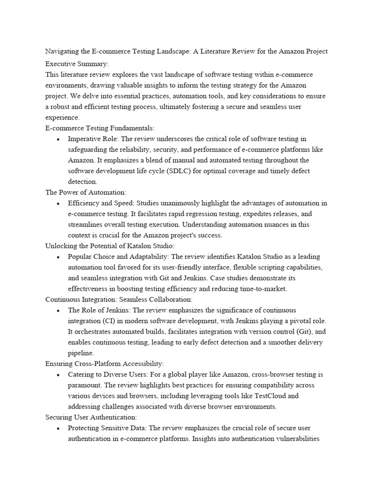 Amazon Literature Review | PDF | Automation | Software Testing Amazon Literature Review | PDF | Automation | Software Testing