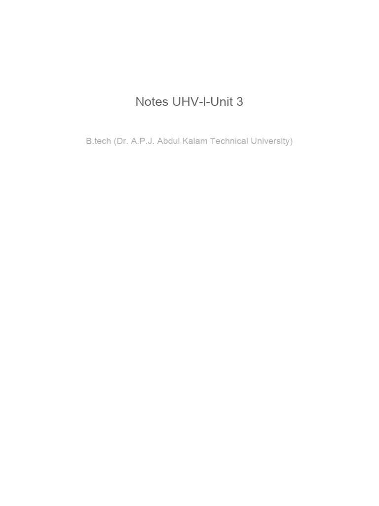 Notes Uhv L Unit 3 Pdf Happiness Nature