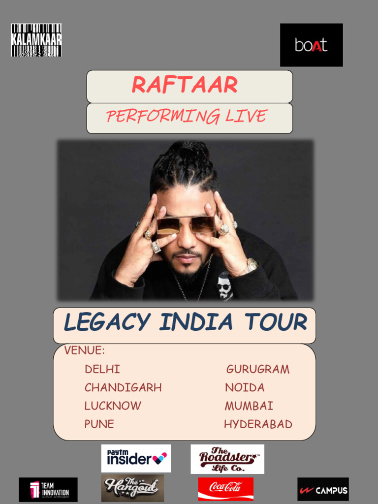 Raftaar Live: Legacy India Tour Dates | PDF