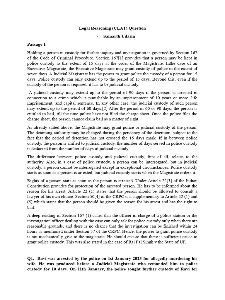 Legal Reasoning Question SET 1 31st August 2023 | PDF | Bail | Defamation