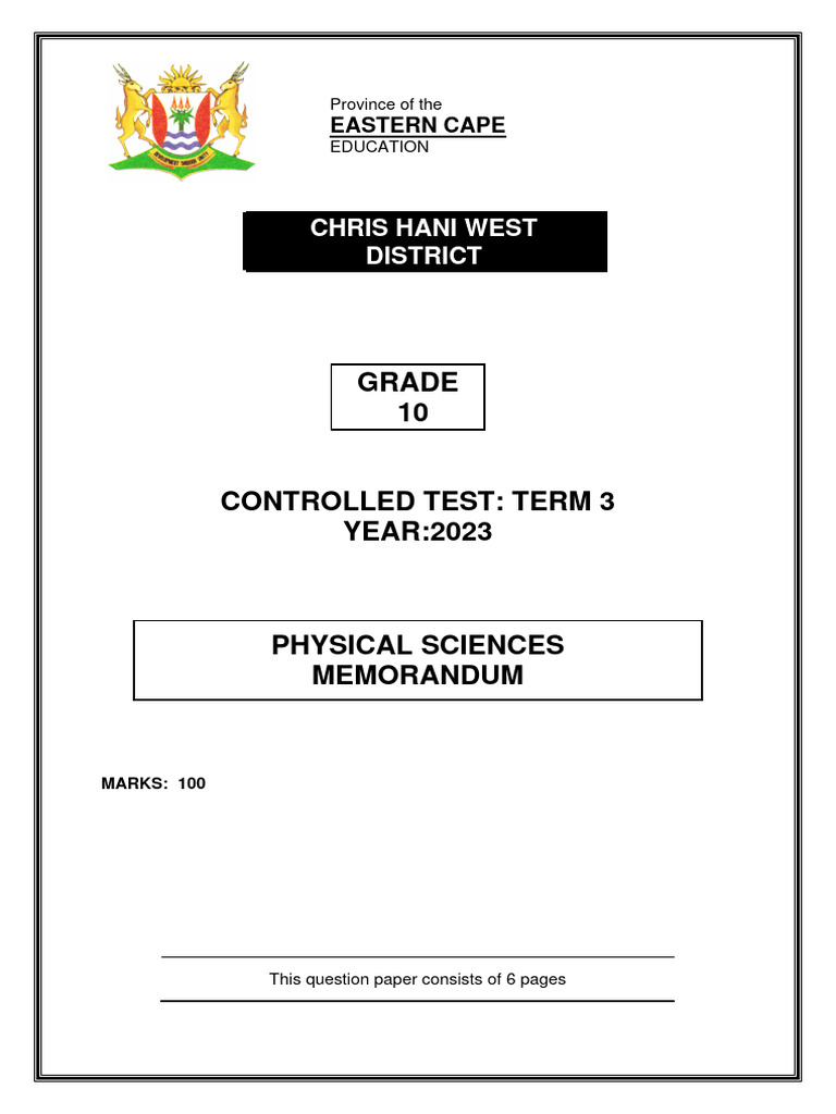 Grade 10 TERM 3 Controlled Test 2023 Memo 101 | Download Free PDF ... Grade 10 TERM 3 Controlled Test 2023 Memo 101 | Download Free PDF ...