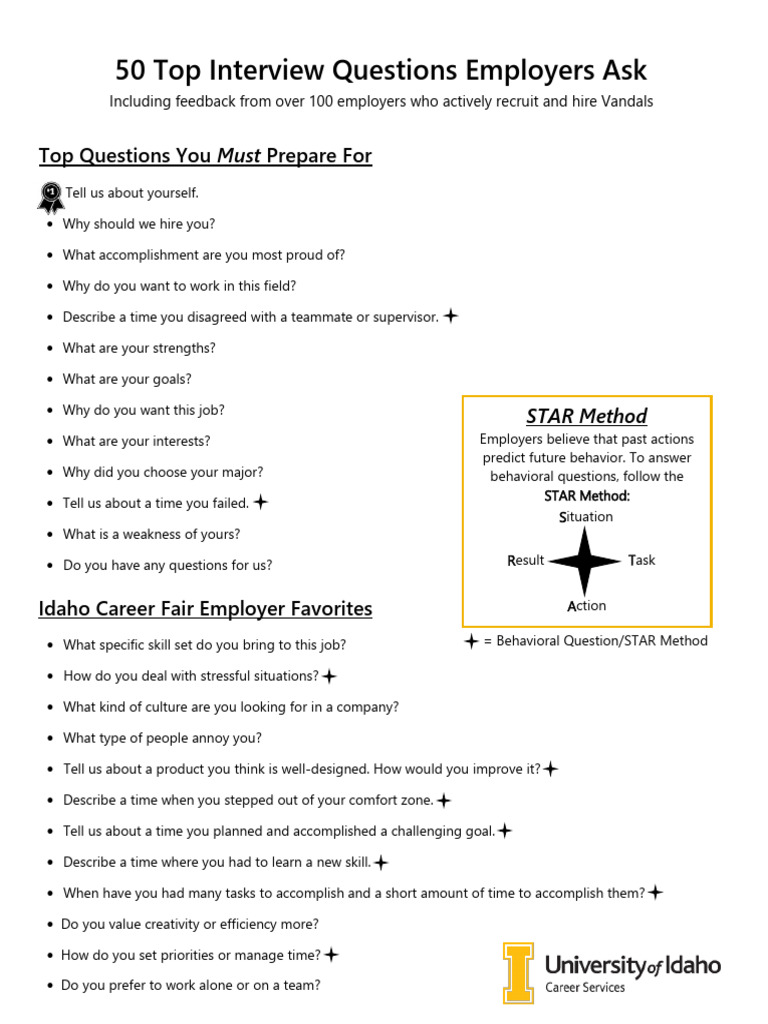 top-50-interview-questions-employers-ask | PDF | Organizational ...