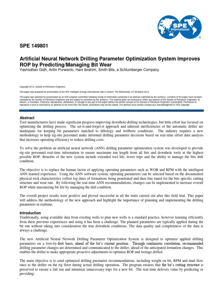 Artificial Neural Network Drilling Parameter Optimization System Improves ROP by Pre | PDF ...