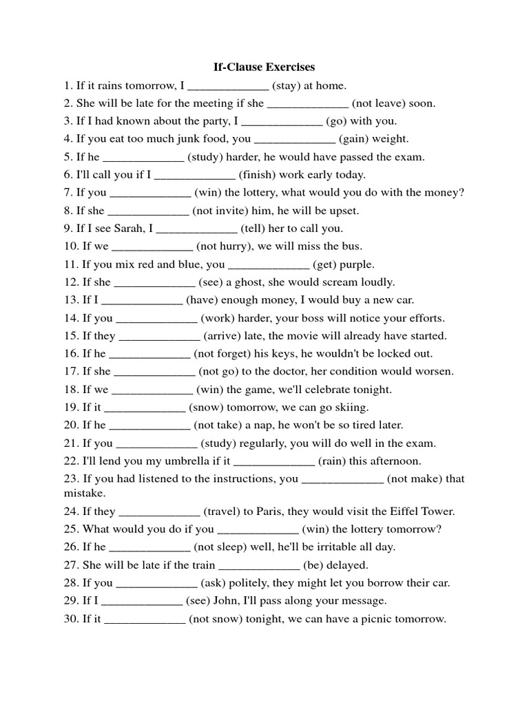 If-Clause Exercises | PDF | Self-Improvement