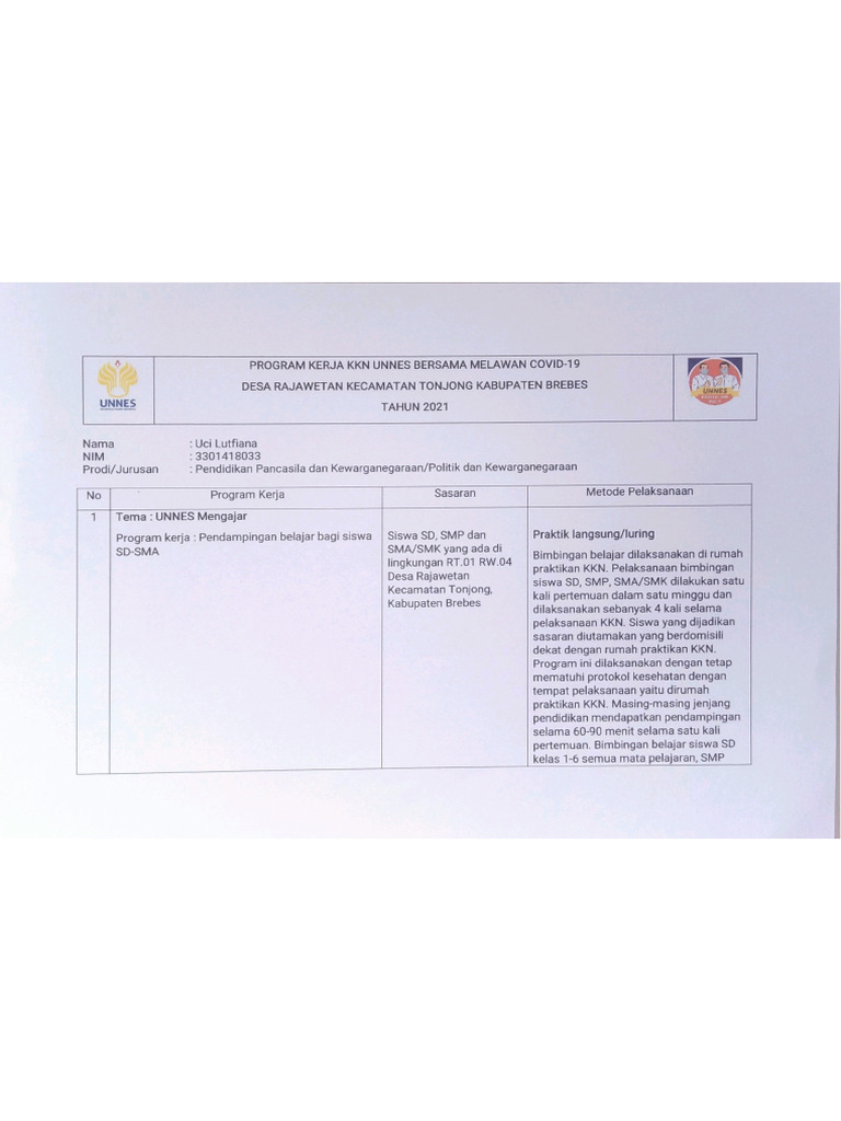 Uci Lutfiana - Program Kerja Desa Rajawetan | PDF