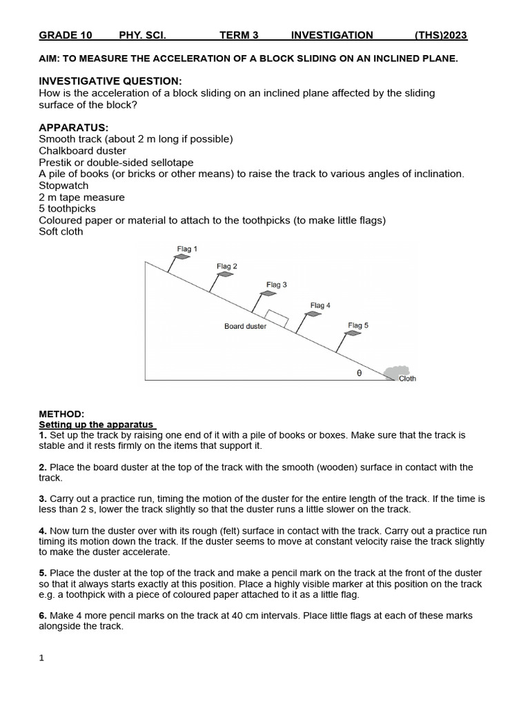 Term 3 Investigation | PDF | Acceleration | Applied And Interdisciplinary Physics