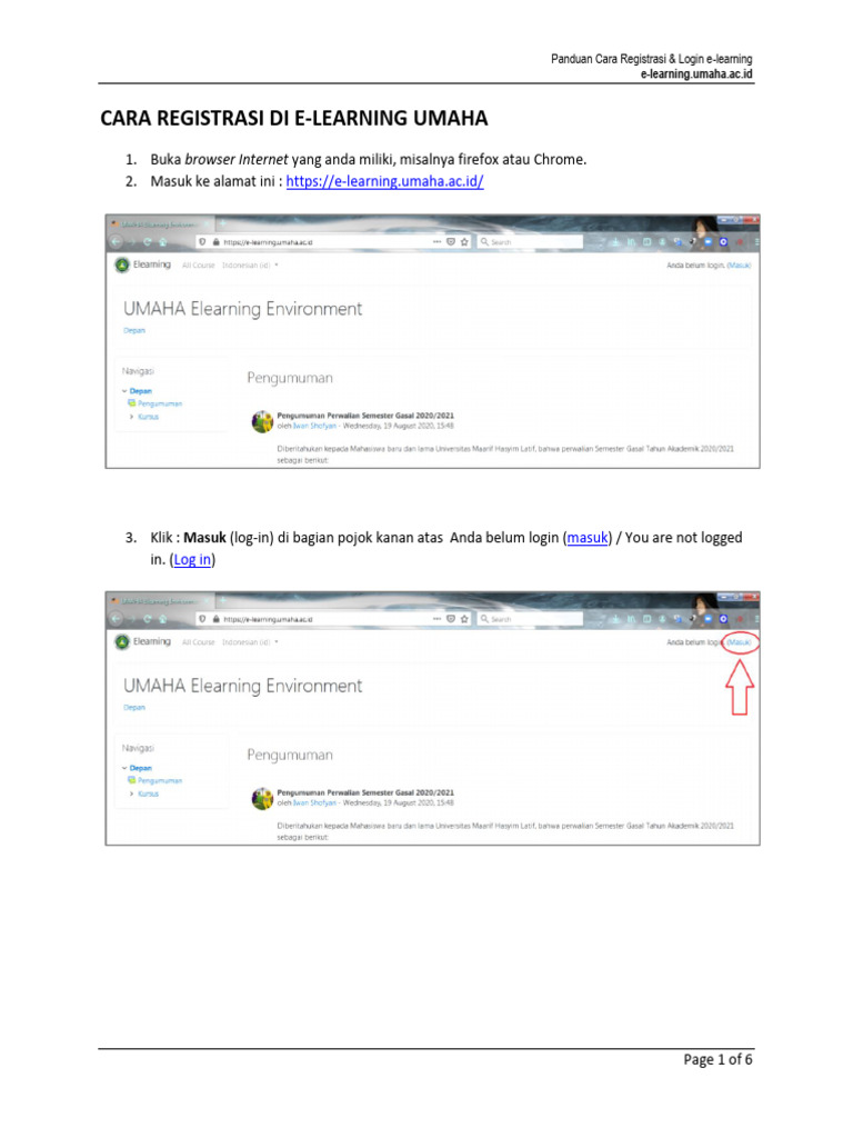 01.panduan E-Learning Register-Login | PDF | Karier & Perkembangan