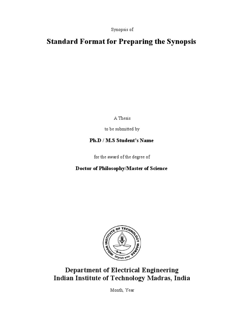 Thesis Synopsis Preparation Guide | PDF