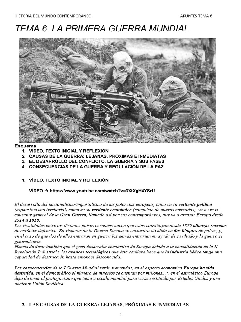 Tema 6. La Primera Guerra Mundial | PDF | Primera Guerra Mundial | Austria Hungría