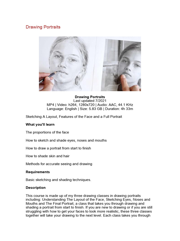 Drawing Portraits | Download Free PDF | Drawing | Lecture